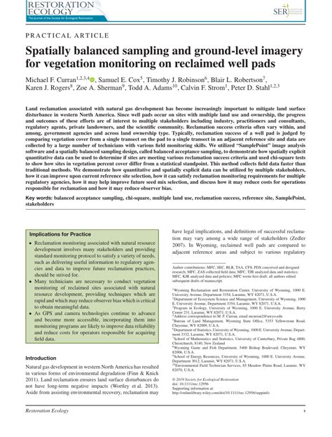 Pdf Spatially Balanced Sampling And Ground‐level Imagery For Vegetation Monitoring On