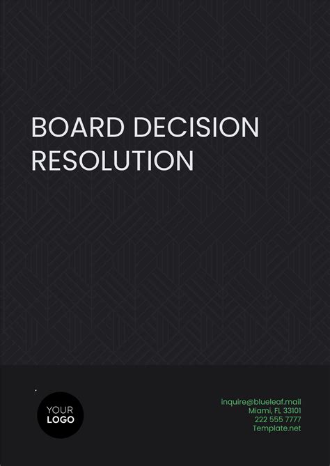 Free Board Decision Resolution Template To Edit Online