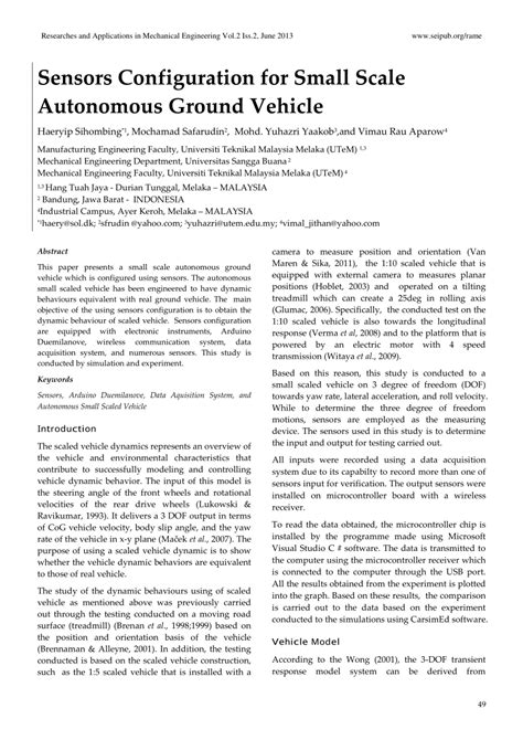 Pdf Sensors Configuration For Small Scale Autonomous Ground Vehicle