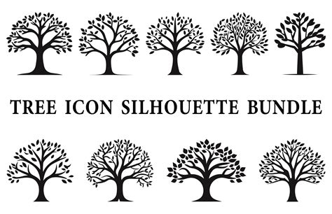 Tree Icon Silhouette Svg Clipart Bundle Graphic By Designs River · Creative Fabrica