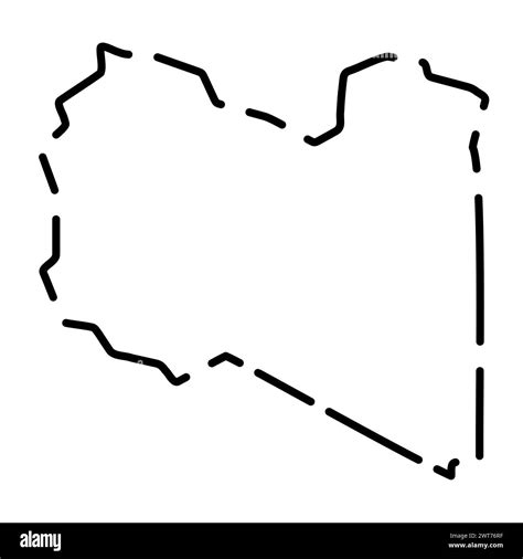 Libya Country Simplified Map Black Broken Outline Contour On White Background Simple Vector
