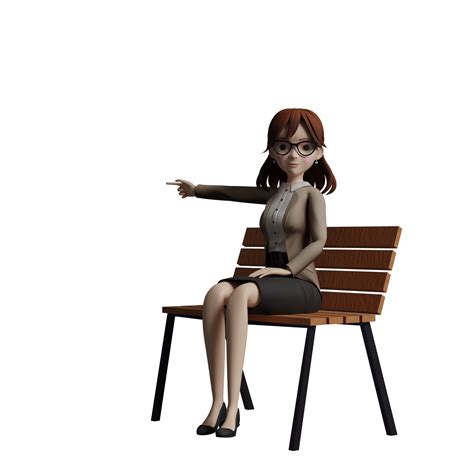 3d Enseignante Personnage Une Femelle Prof Est Assis Tandis Que Sa