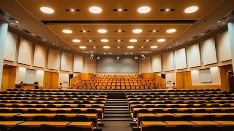 Premium Photo Modern University Lecture Hall Interior With Rows Of Empty Seats