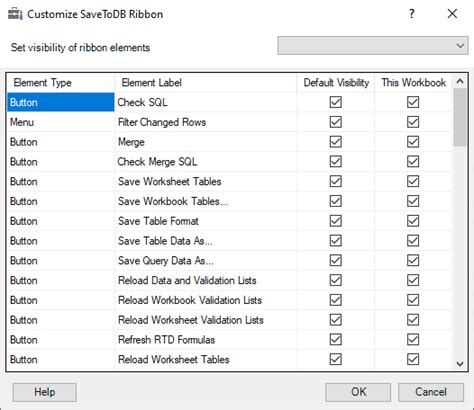 Savetodb Add In Customize Ribbon Dialog Box