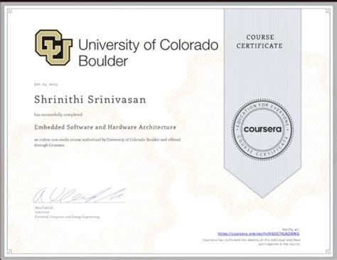 Completed Embedded Software And Hardware Course On Coursera Shrinithi Srinivasan Posted On The