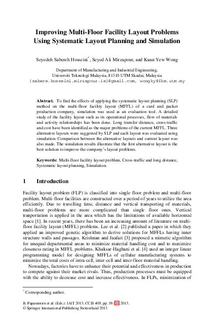 Pdf Improving Multi Floor Facility Layout Problem Using Systematic