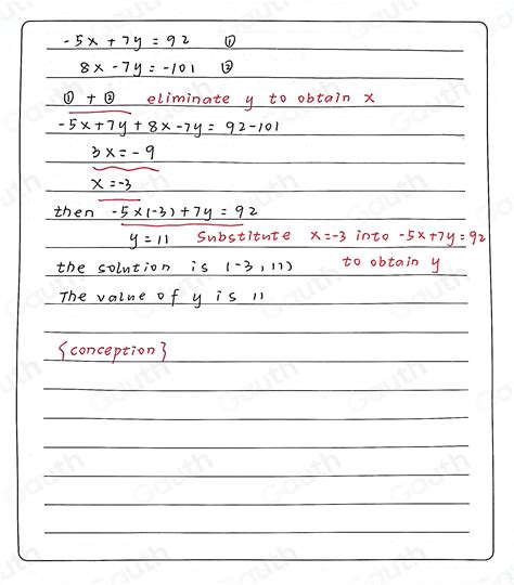 solved 5x 7y 92 8x 7y 101 the solution to the given system of