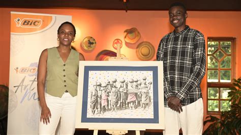 Emmanuel Wandera Receives Part Of Sh770000 Prize As Kenyas Bics Art Master Africa 2024 Winner