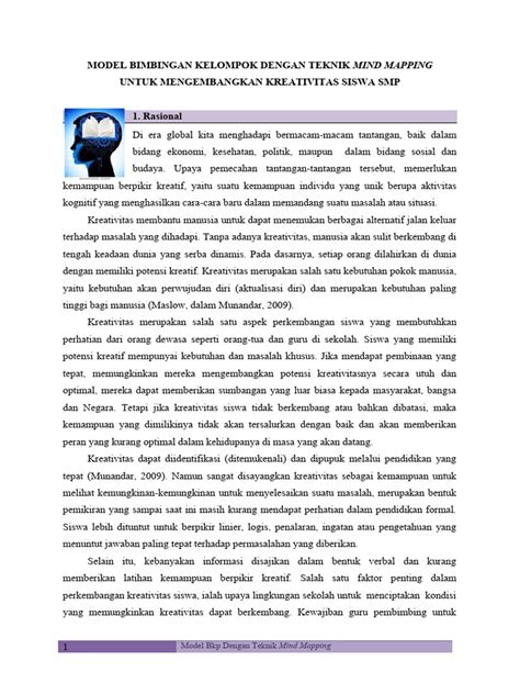 Model Bimbingan Kelompok Dengan Teknik Mind Mapping Untuk Mengembangkan Kreativitas Siswa Smp N