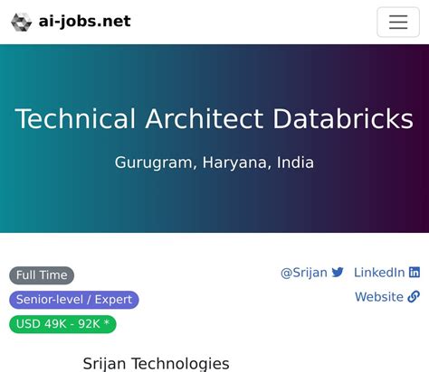 Hiring Technical Architect Databricks In Gurugram Haryana India Raimljobs