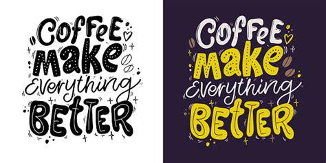 커피에 대한 귀여운 손으로 그린 낙서 편지 엽서 커피 라이프 아트 티셔츠 디자인 머그잔 프린트 T 셔츠에 대한 스톡 벡터 아트 및 기타 이미지 Istock
