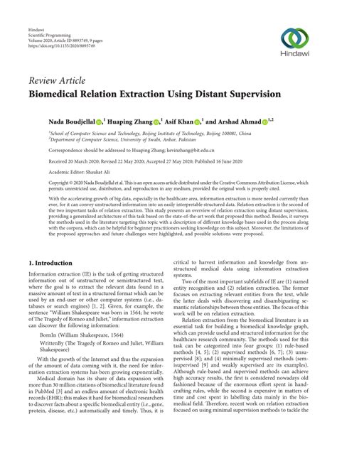 Pdf Biomedical Relation Extraction Using Distant Supervision