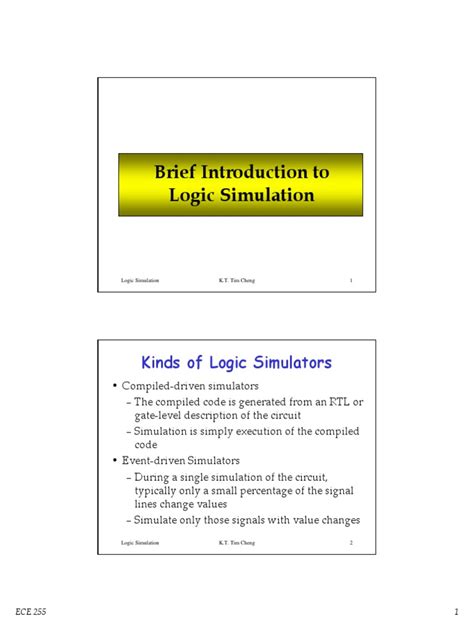 Brief Introduction To Logic Simulation Kinds Of Logic Simulators Pdf