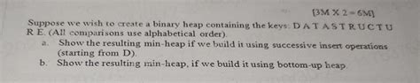 Solved 3mx26m Suppose We Wish To Create A Binary Heap