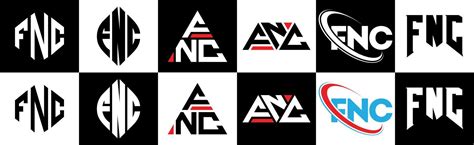 FNC Letter Logo Design In Six Style FNC Polygon Circle Triangle Hexagon Flat And Simple