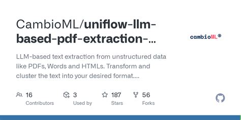 Github Cambiomluniflow Llm Based Pdf Extraction Text Cleaning Data