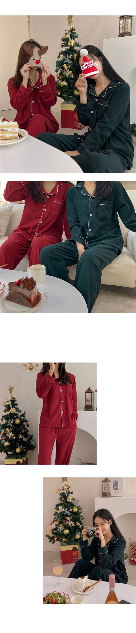 Amade 웜모어 메리윈터 기모후리스 커플파자마 크리스마스 겨울 잠옷세트