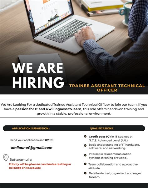 Trainee Assistant Technical Officer At Battaramulla Sri Lanka Itprolk