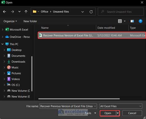 How To Recover Previous Version Of Excel File 4 Easy Ways Exceldemy