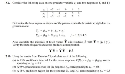 Solved Consider The Following Data On One Predictor Chegg