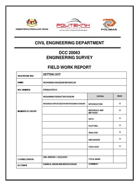 Report Survey Setting Out Civil Engineering Pdf