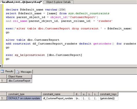 modifying a default constraint in sql server