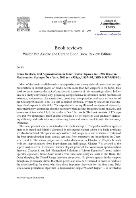 pdf review of best approximation in inner product spaces in cms