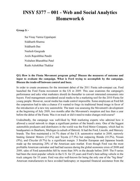 Insy 5377 001 Hw6 Group 3 Insy 5377 001 Web And Social Analytics Homework 6 Group 3