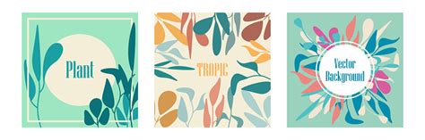 텍스트를위한 복사 공간이있는 추상적 인 배경의 벡터 세트 밝은 활기찬 배너 포스터 커버 디자인 템플릿 봄 잎과 꽃이있는 소셜