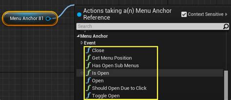 menu anchor unreal engine 4 27 documentation