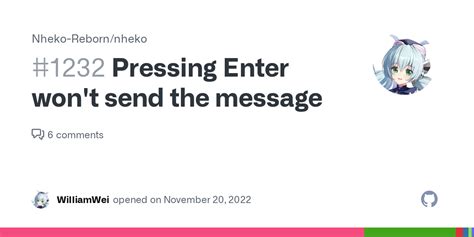 pressing enter won t send the message · issue 1232 · nheko reborn