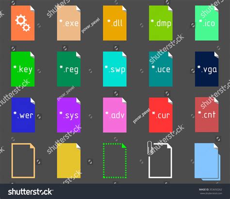 Set System File Extension Icons Stock Vector Royalty Free 353650262