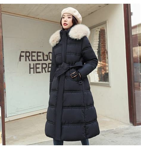 역시즌롱패딩 겨울 이월 빅사이즈 여자 오리털 코트 롱점퍼 롱패딩 한국 벨트 롱 패딩 코튼 파카 모피 칼라 자켓 여성용 포함 Zm 티몬