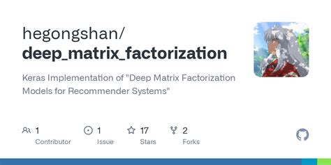 Github Hegongshandeepmatrixfactorization Keras Implementation Of Deep Matrix