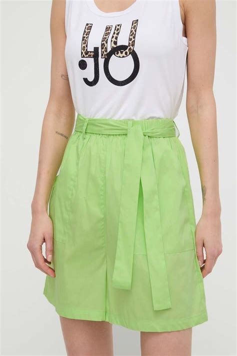Шорти Liu Jo жіночі колір зелений однотонні висока посадка Answear Ua