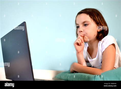 Girl Student Online Learning Class Study Online Video Call Zoom Teacher