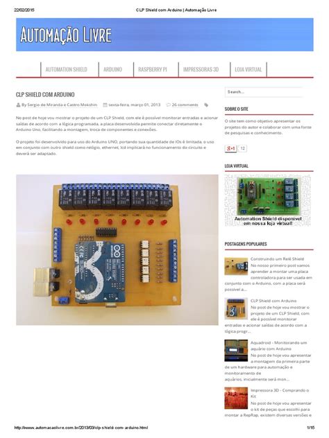 Clp Shield Com Arduino Pdf Controlador Lógico Programável Arduino