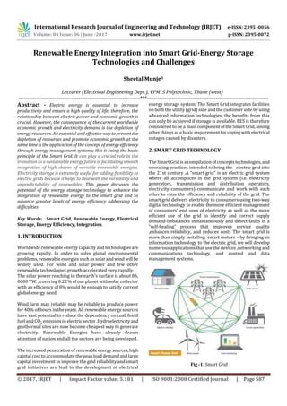 Renewable Energy Integration Into Smart Grid Energy Storage Technologies And Challenges PDF
