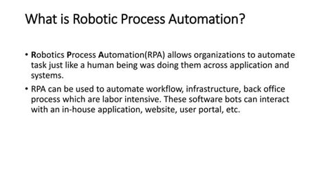 Robotic Process Automation Introduction Pptx Computer Software And Applications Computing