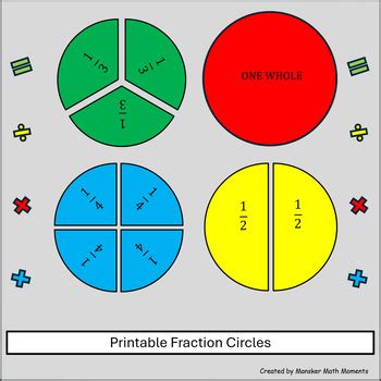 Printable Basic Fraction Circles Set By Mansker Math Moments Tpt