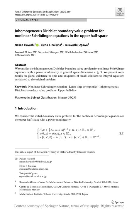 Pdf Inhomogeneous Dirichlet Boundary Value Problem For Nonlinear Schrödinger Equations In The