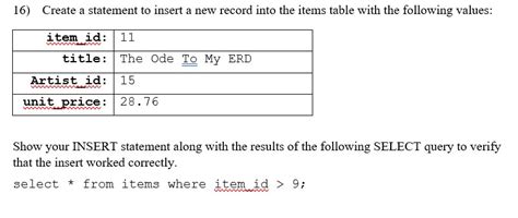 Solved Create A Statement To Insert A New Record Into Chegg