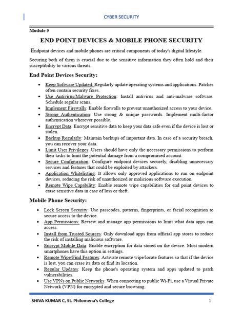 Module 5 End Point Devices And Mobile Phone Security Pdf Security