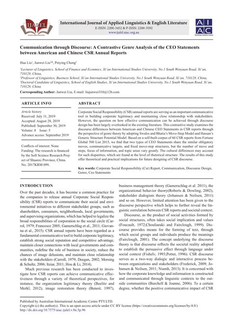 Pdf Communication Through Discourse A Contrastive Genre Analysis Of