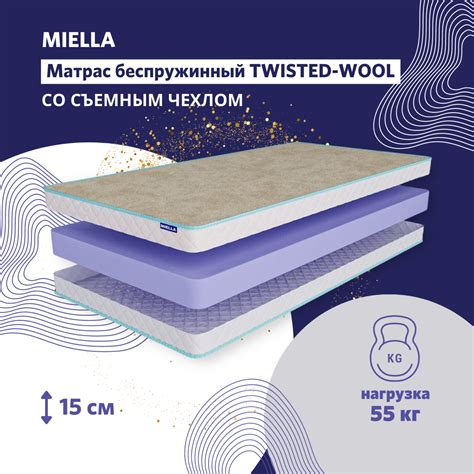 Матрас MIELLA Twisted Wool 60x120, детский, латексный ️ купить по цене ...