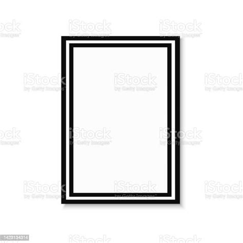 검은 테두리와 그림자가있는 사실적인 벡터 프레임 흰색 배경에 고립되어 있습니다 미니멀한 기하학적 디자인 콘텐츠의 빈 공간입니다 모형 템플릿 포스터 카드 등과 같이 사용할 수