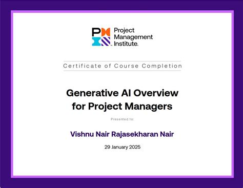 Vishnu Nair R On Linkedin Ai Projectmanagement Pmi Generativeai