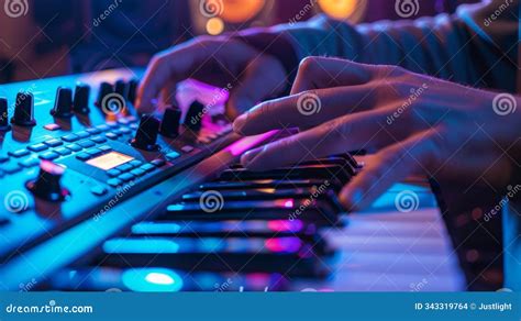 a user using a midi controller keyboard to create music in a digital