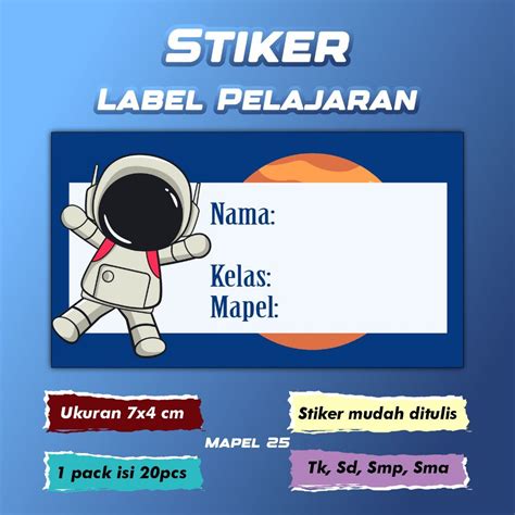 Jual Stiker Label Pelajaran Nama Kelas Karakter Shopee Indonesia
