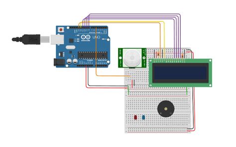 Circuit Design Pantalla Lcd Sensor Pir Tinkercad